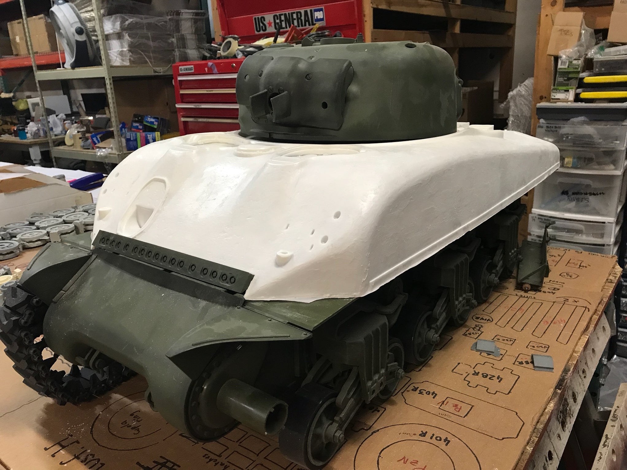 FOA011-CASTHULL Late Cast Hull for 1/6 Dragon M4A3 Sherman Tanks ...